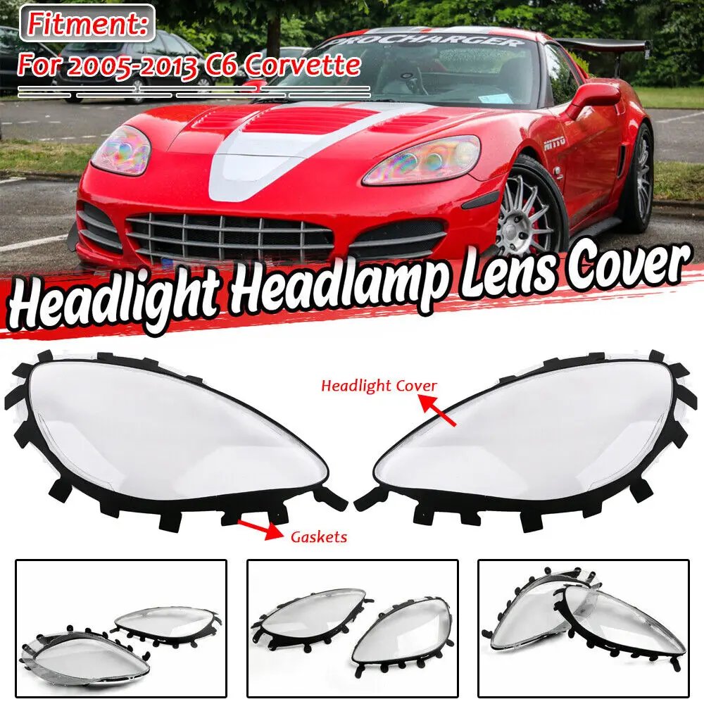 2x-Transparent-Headlight-Lens-Cover-Replacement-Headlamp-Shell-With ...