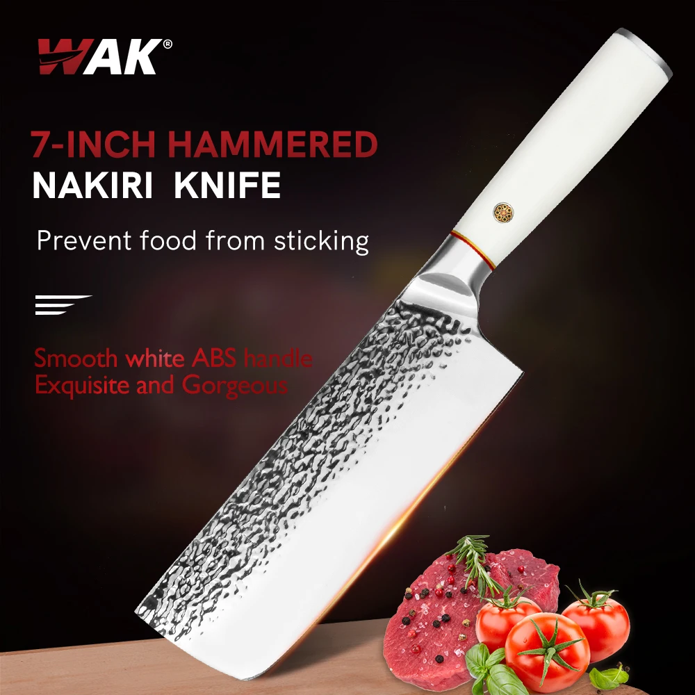 WAK-7-Japanese-portable-Kitchen-Nakiri-Knife-Hammered-Stainless-Steel ...