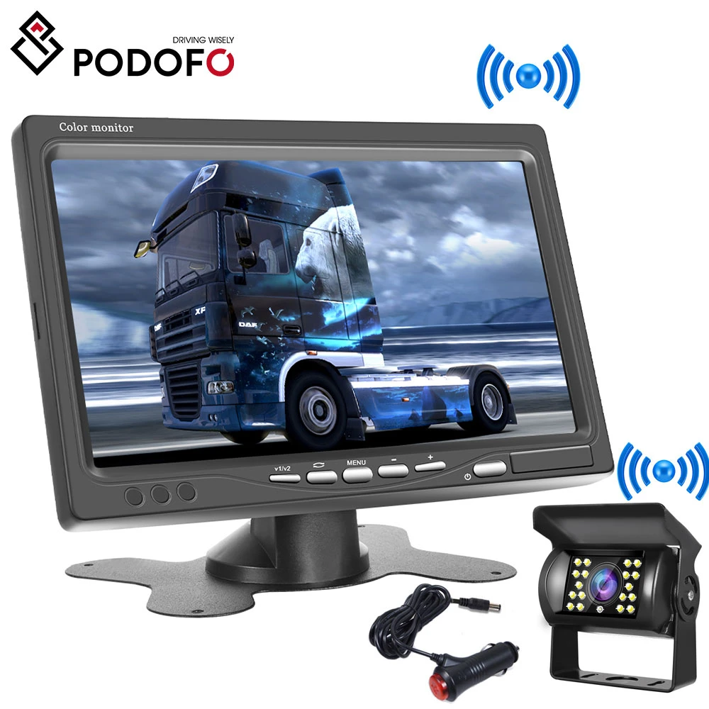 Podofo 18 Ir Reversing Camera 4pin + 7" Lcd Monitor 12v/24v For Truck ...