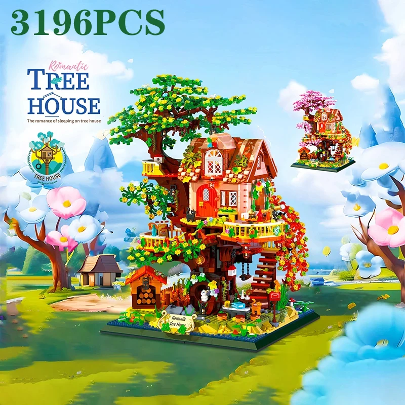 3196PCS-Sakura-Tree-House-Building-Blocks-Cherry-Blossom-Treehouse-City ...