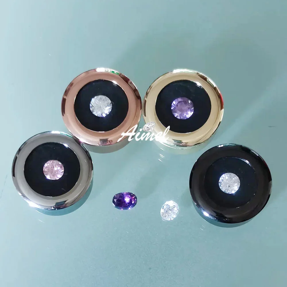 Round-Gemstone-Jewelry-Display-Storage-Box-Metal-Loose-Diamond-Gems ...