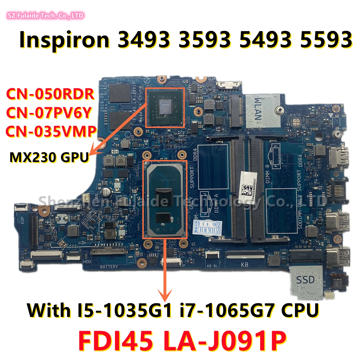 FDI45-LA-J091P-For-dell-Inspiron-3493-3593-5493-5593-Laptop-Motherboard ...