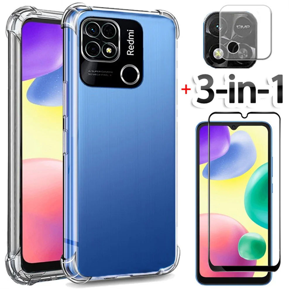 Redmi 10a, Tempered Glass + Case For Redmi 10a 10c Soft Clear ...