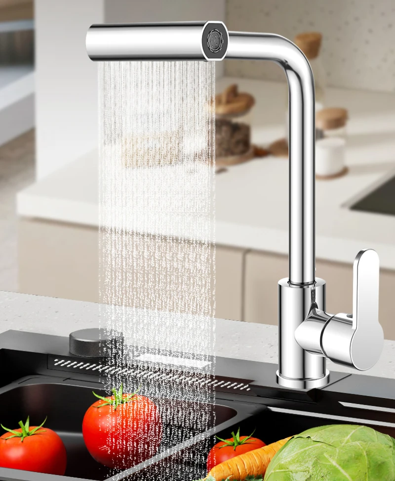 Stainless-Steel-Waterfall-Kitchen-Faucet-360-Rotating-Flow-Spray-Head ...