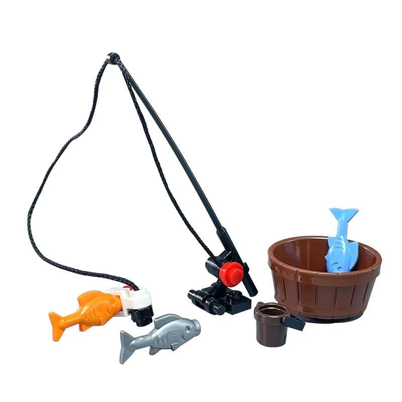 City MOC Fishing Fish Set Building Blocks Toys for Assemble Bricks ...