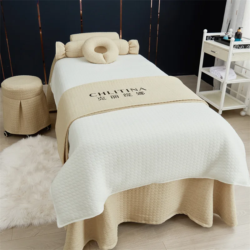 High-End-Beauty-Bedspread-Four-Piece-Set-Skin-Friendly-Knitted-Cotton ...