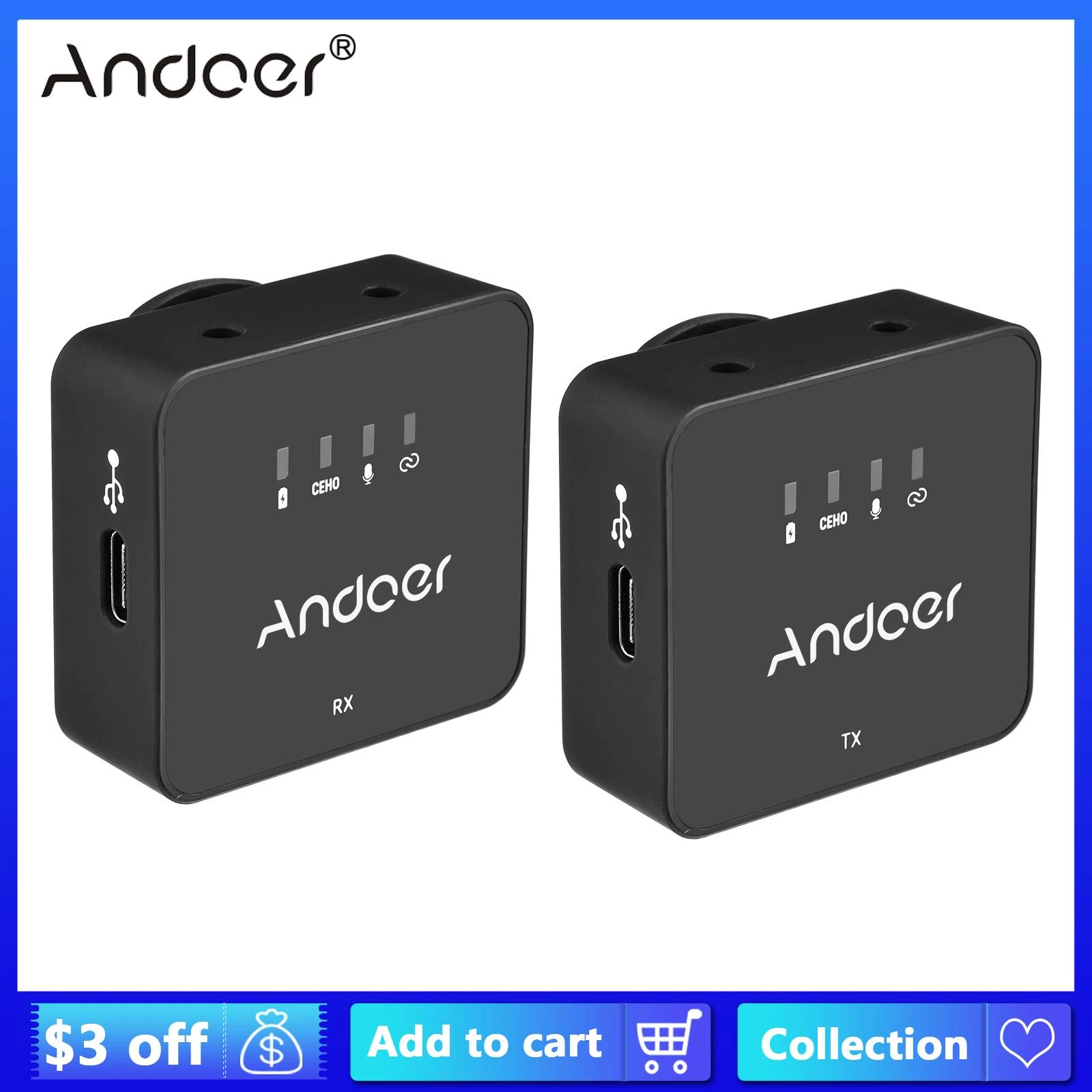 Andoer 1-trigger-1 2.4g Wireless Microphone System Transmitter+receiver ...