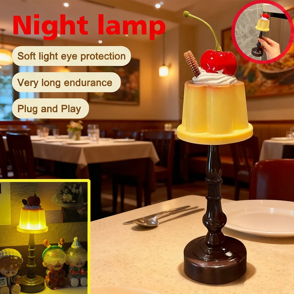 Retro Pudding Night Light, Desktop Decor light, Bedroom LED Table Lamp ...