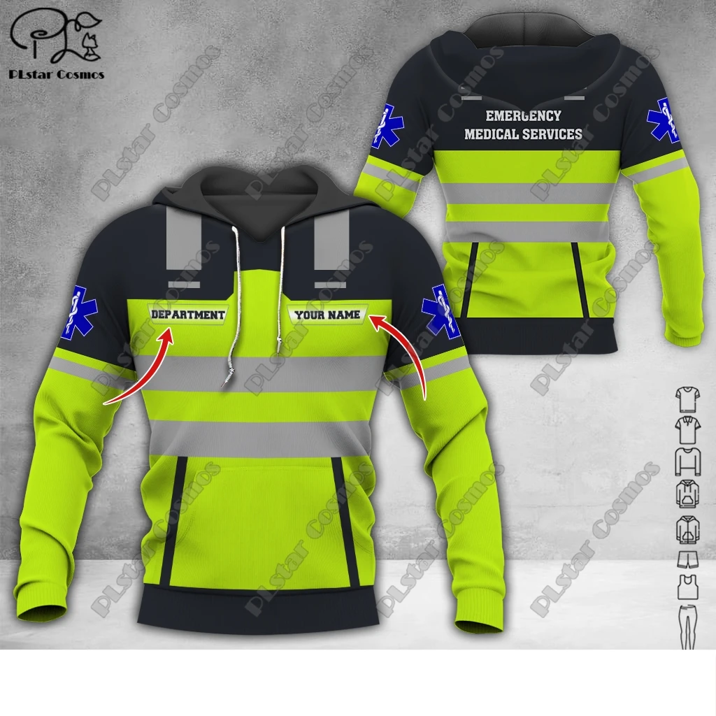Custom Name EMS Emergency Medical Service Uniform 3D Printing Hoodie ...