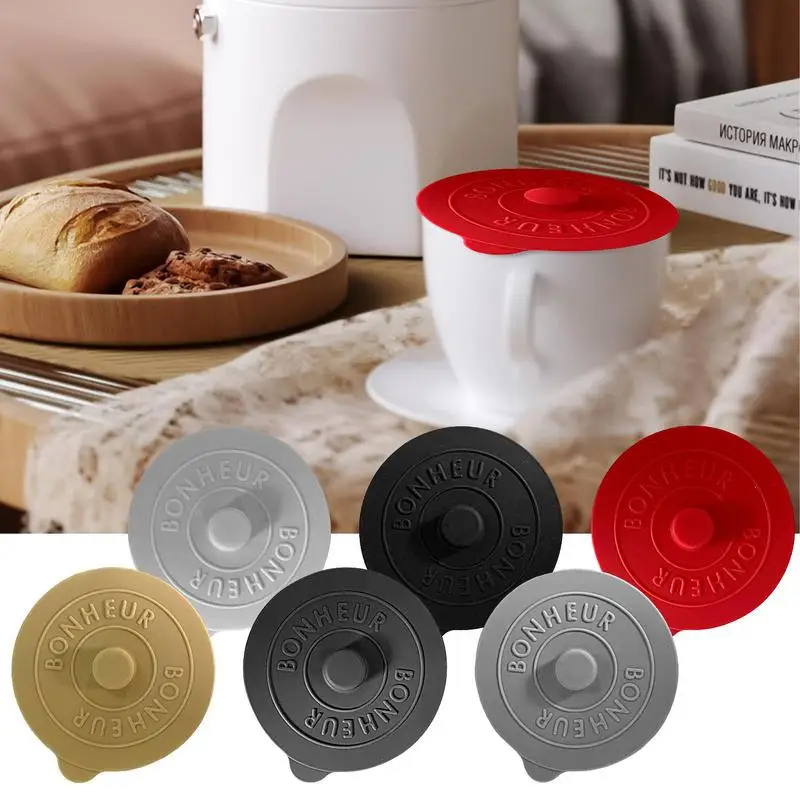 Silicon Dust Proof Lids Cup Lid Reusable Cute Sealing Suction Cup Mugs ...