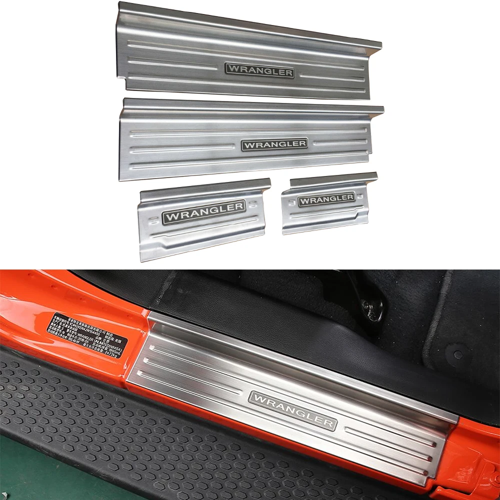 Steel-Sliver-4PCS-Set-Door-Sill-Scuff-Plate-External-Threshold-Strips ...