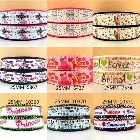 50-Yards-1-25mm-Crown-Princess-Bowknot-Printed-Grosgrain-Ribbons-For ...