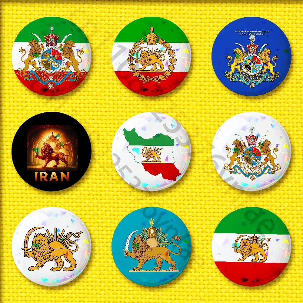 Imperial Coat of Arms of Iran national emblem Lion sun Crown Badge For ...