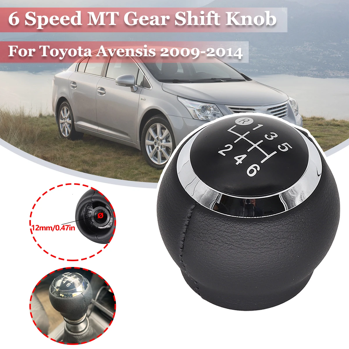 6 Speed MT Gear Shift Knob GearStick Lever Pen Pu Leather Shifter ...
