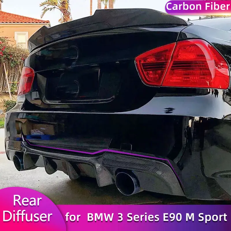 Carbon Fiber Rear Bumper Diffuser Lip Spoiler for BMW 3 Series E90 M ...