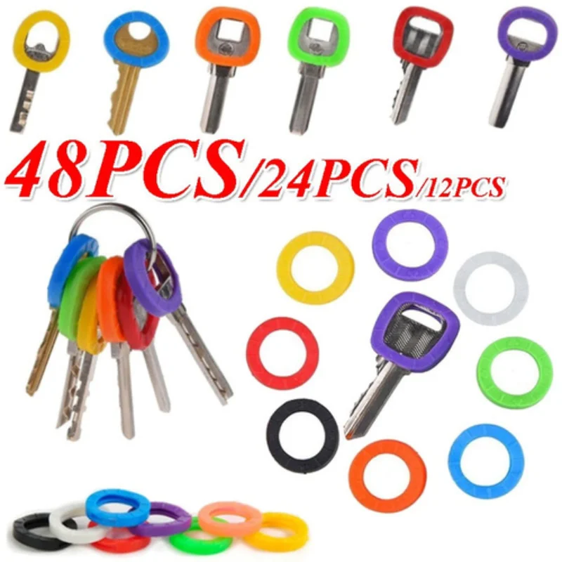 12-24-48pcs-lot-Multicolor-Elastic-Mixed-Color-Hollow-Rubber-Key-Covers ...