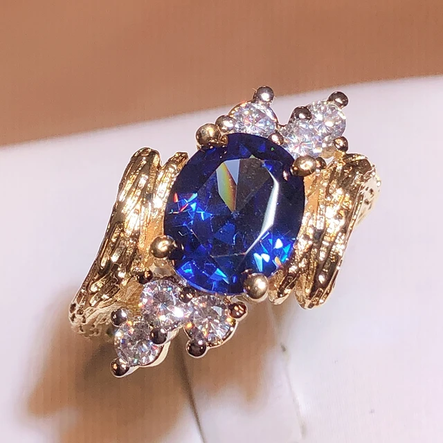 Sapphire Ring For Women 925 Stamp Jewelry With Gemstones Branch Vine Trendy Female Accessory For ...