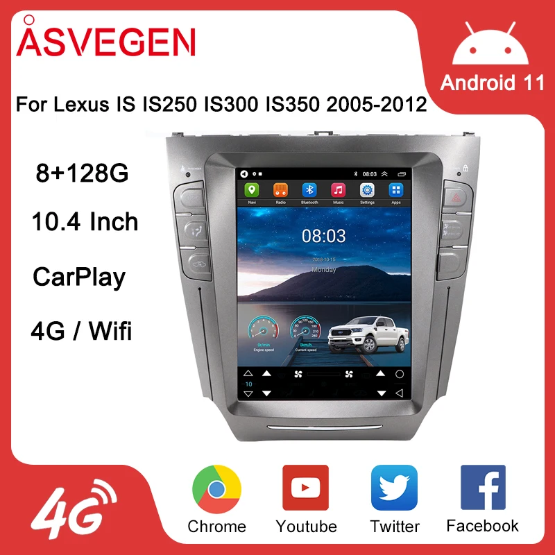 Radio Multimedia con GPS para coche, dispositivo con Android 11 ...