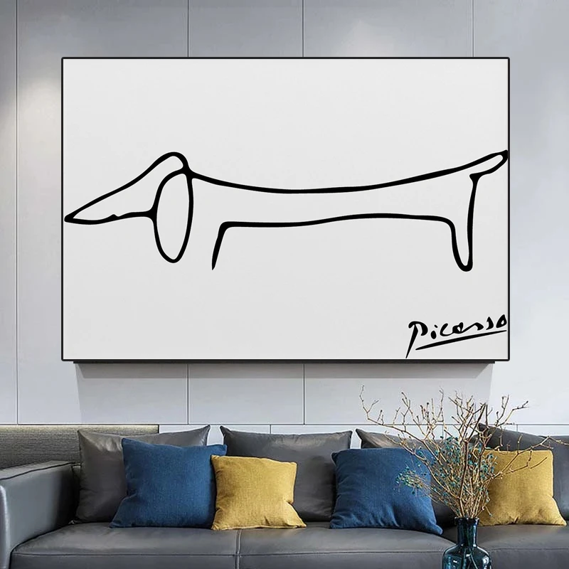 Picasso-Classic-Works-Posters-and-Prints-Black-and-White-Line-Dog ...