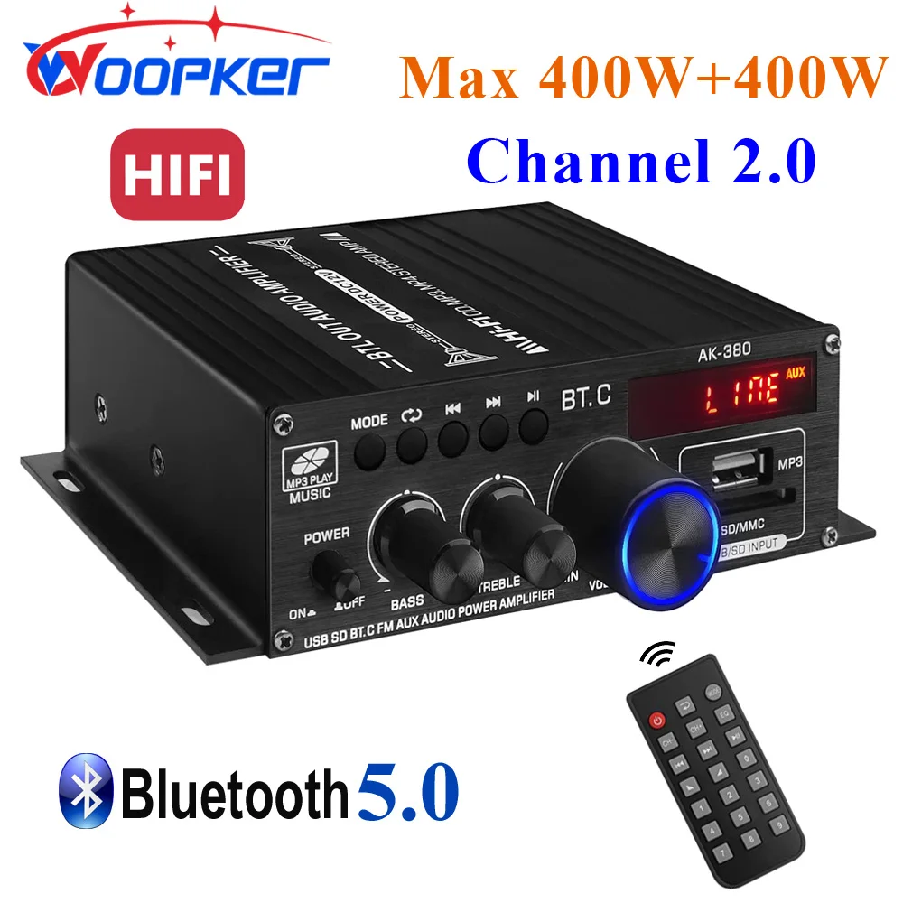 Woopker AK380 Digital Audio Amplifier 800W Bluetooth Power AMP Hifi ...