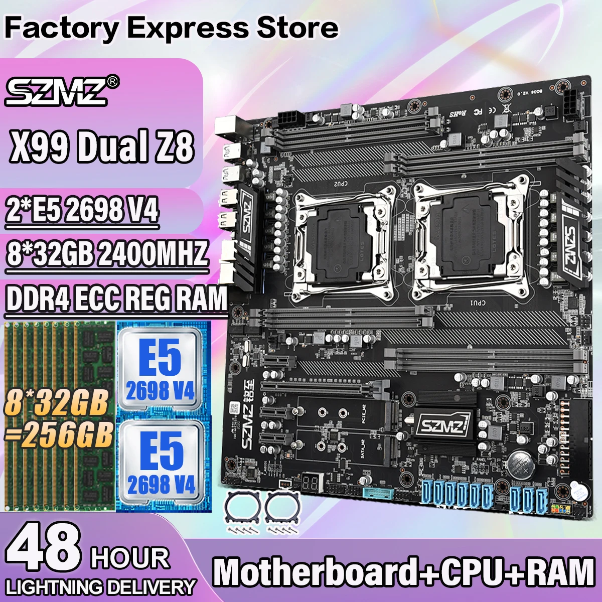 SZMZ-X99-Dual-Z8-Motherboard-Socket-LGA-2011-3-Set-with-2-Pcs-Xeon-E5 ...