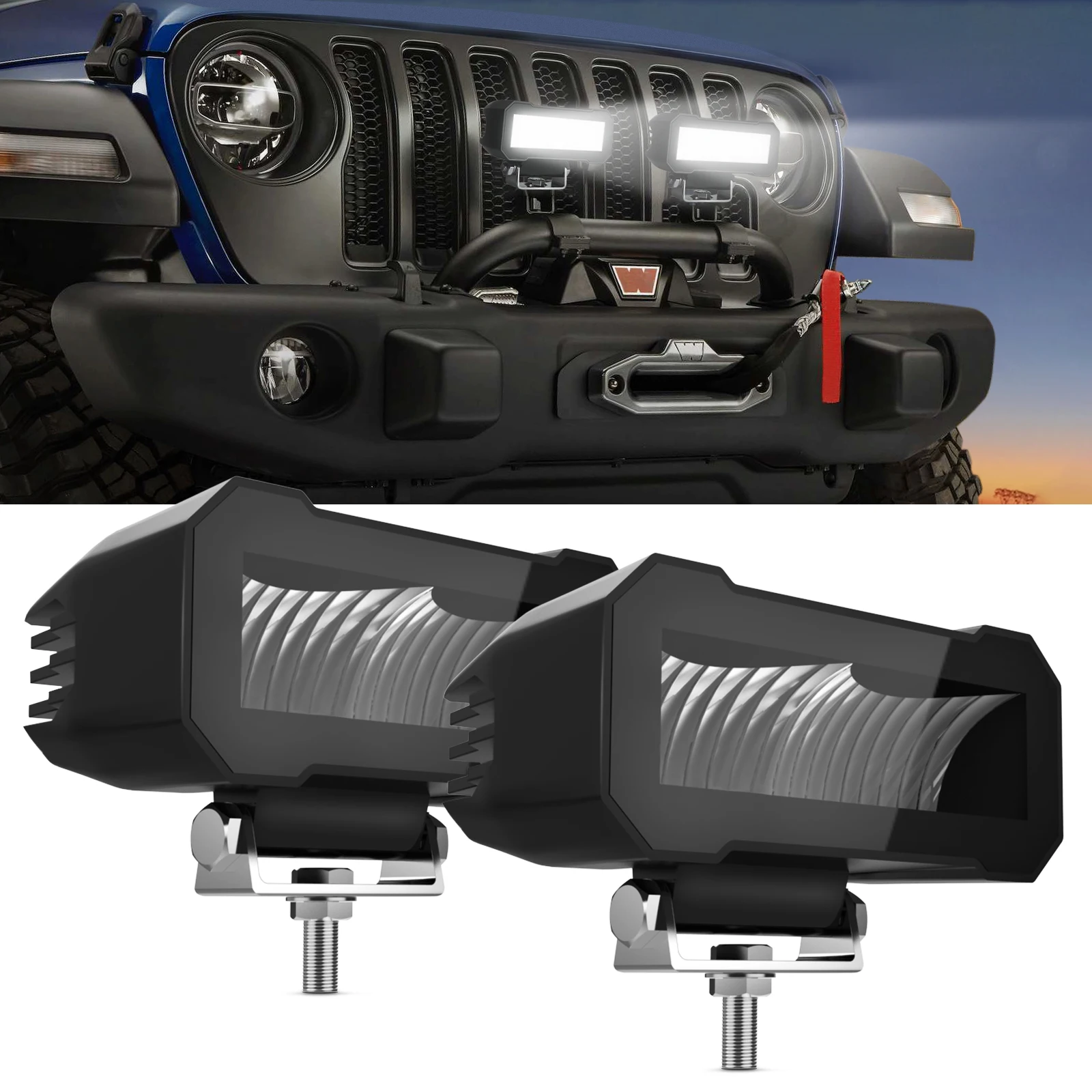 MICTUNING-Innovative-Bezel-Less-LED-Pods-Light-2Pcs-40W-3200LM-LED ...