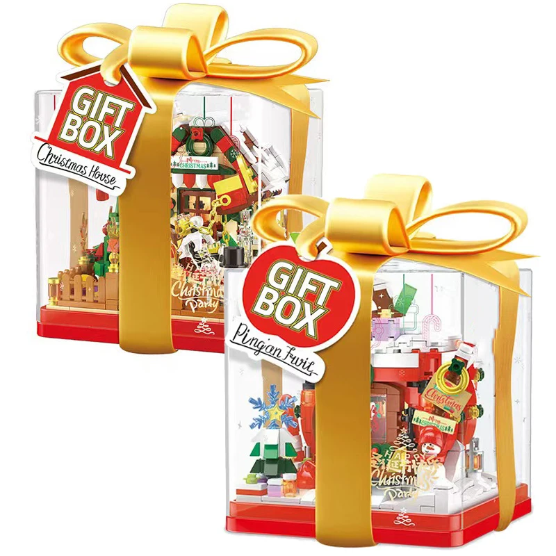 Xmas Gingerbread House Apple Hut Micro Building Blocks Santa Claus ...