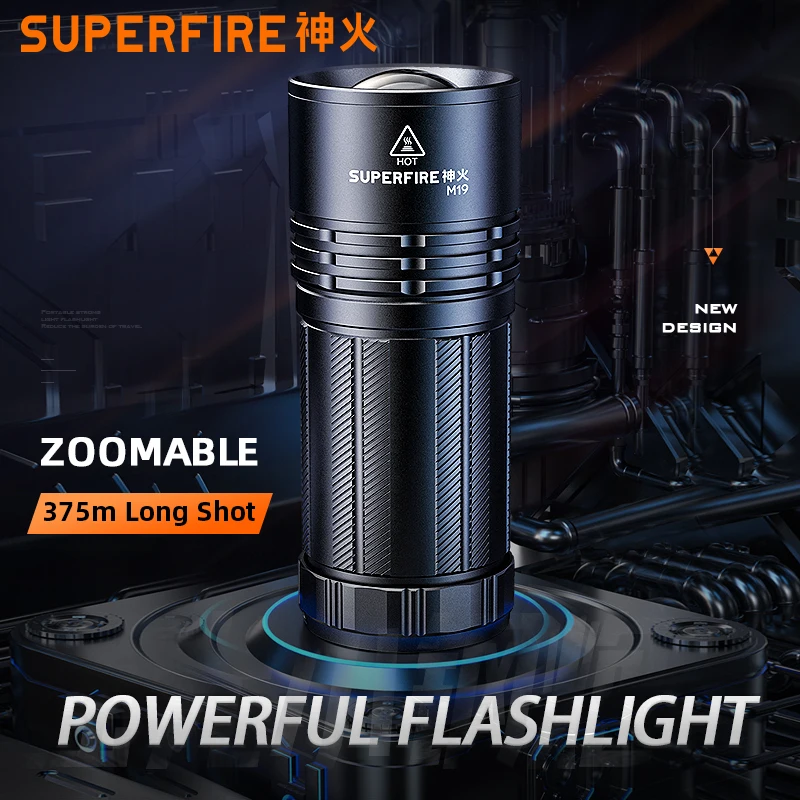 2023 SuperFire M19 Portable LED Flashlight Long Range High power 36W ...
