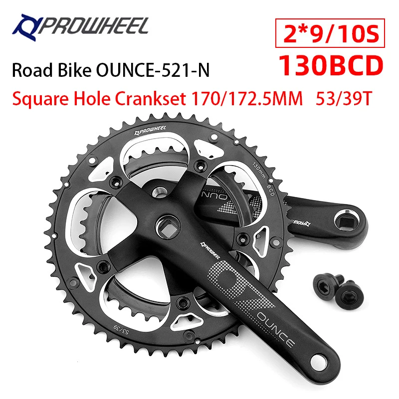 Prowheel-Road-Bike-Crankset-Buraco-Quadrado-Chainrings-Duplos-rodas ...