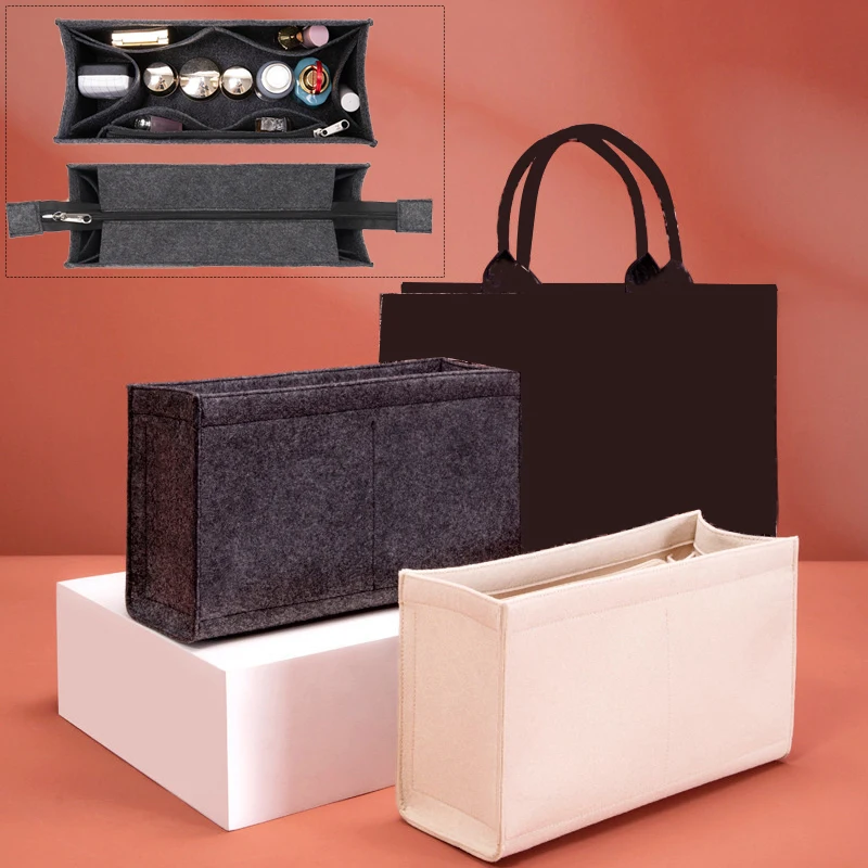 Portable-Travel-Makeup-Storage-Bag-Tote-Felt-Inner-Liner-Bag-Zipper ...