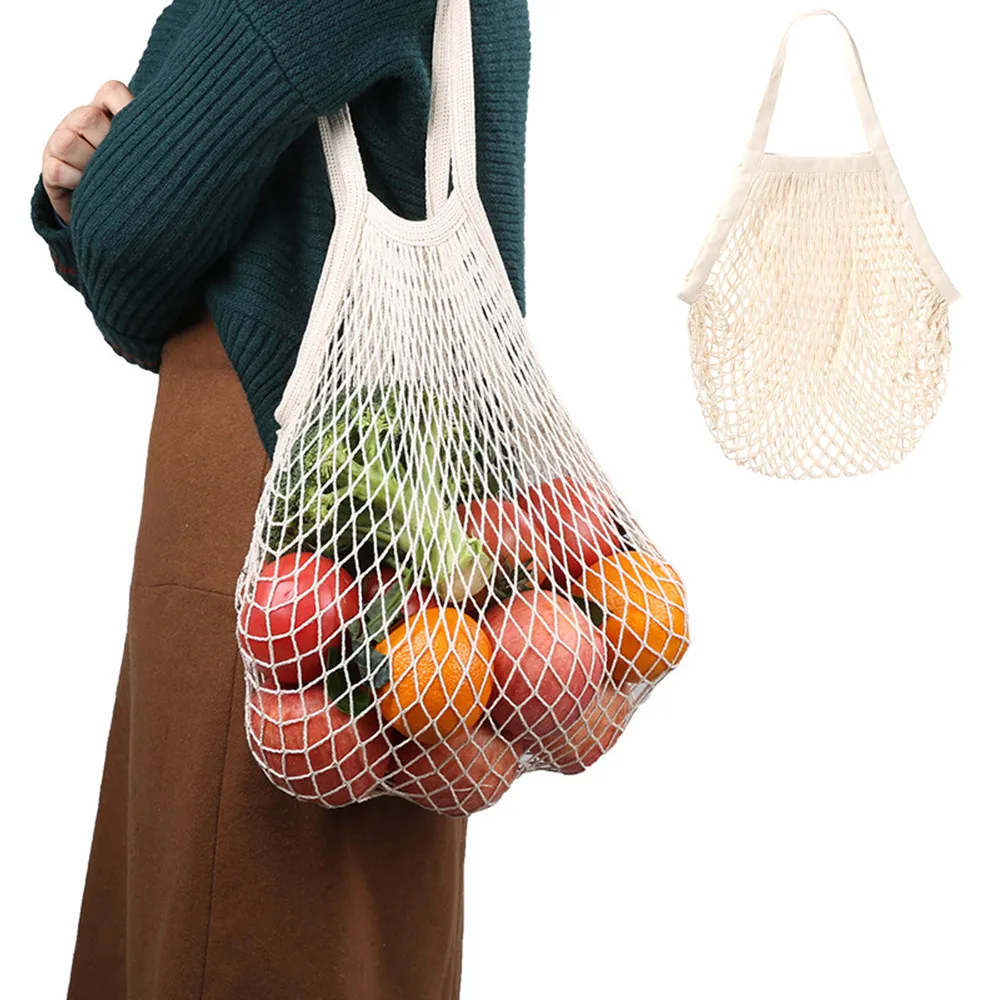 Portable Cotton Mesh Net String Shopping Bag Foldable Fruit Storage ...