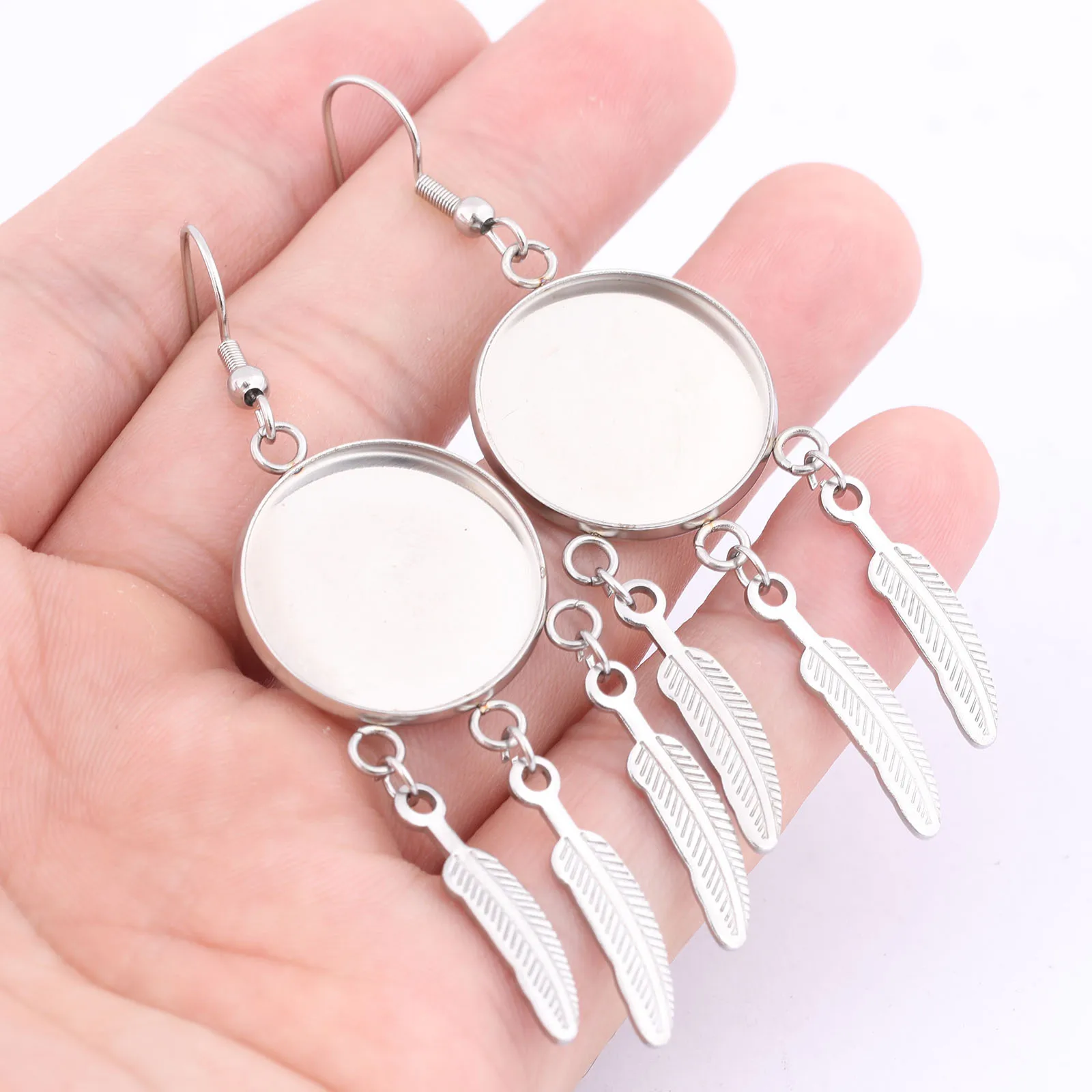 6-st-cke-20mm-Edelstahl-Cabochon-Ohrring-Einstellungen-Rohlinge-mit ...