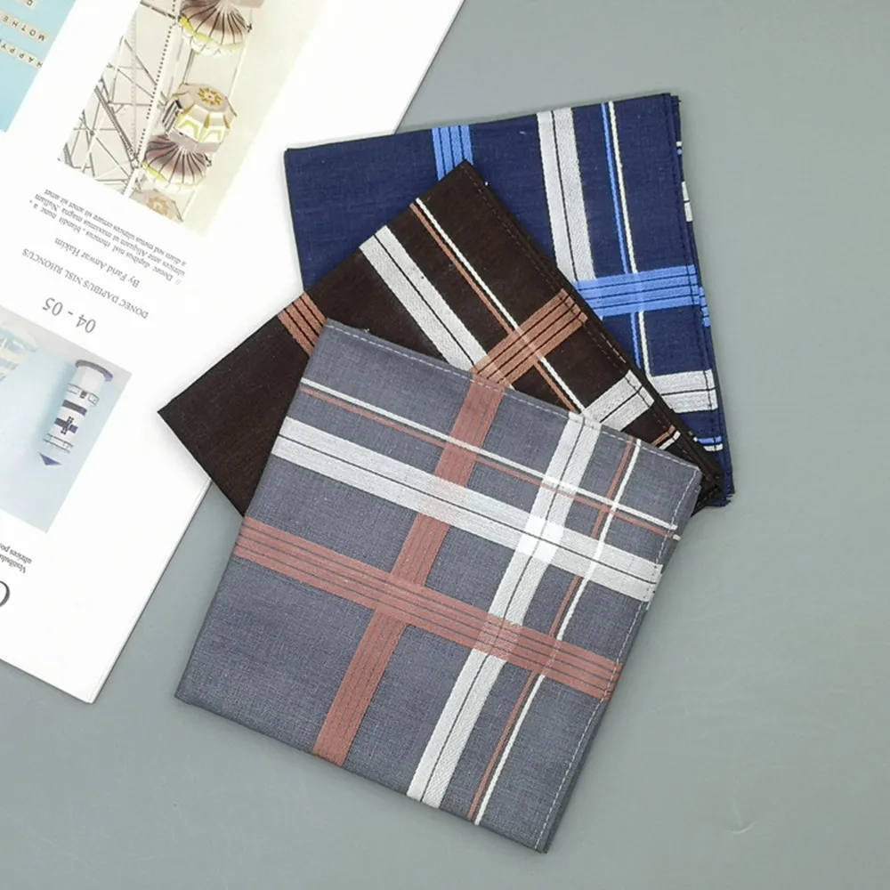 1PCS-100-Cotton-Thin-Version-Plaid-Stripe-Men-Handkerchief-40cm ...