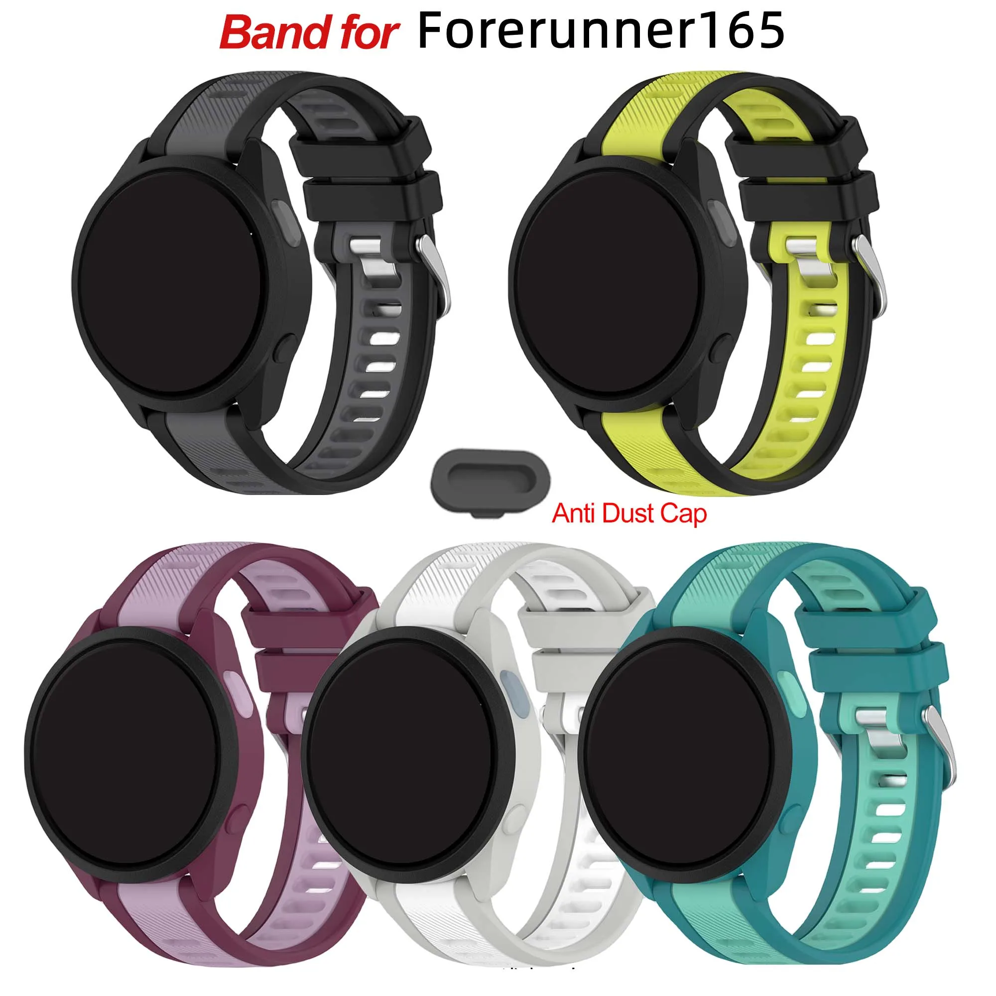20mm Quick Release Silicone Strap For Garmin Forerunner 165 For Garmin ...