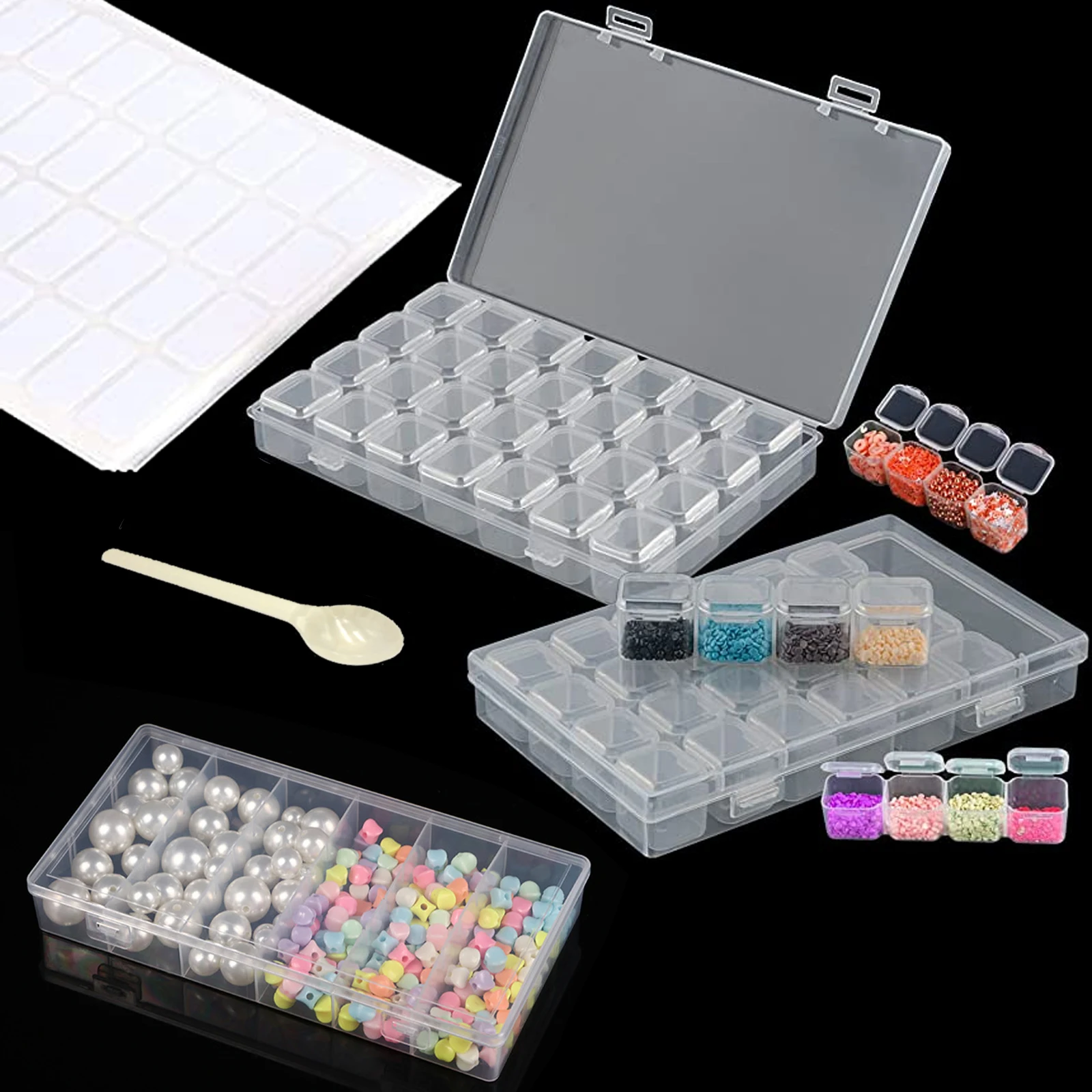 2-Pack-28-Grids-Nail-Diamond-storage-Box-Bead-Organizer-Box-Nail-tools ...