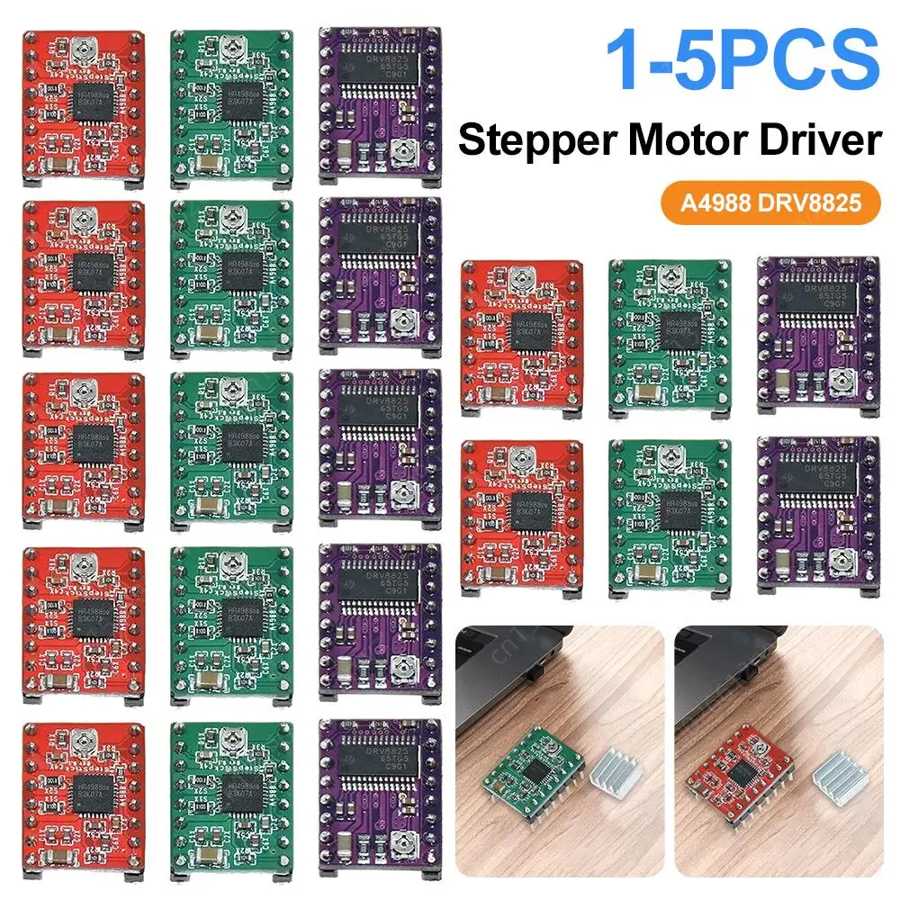 1-5pcs-A4988-DRV8825-Stepper-Motor-Driver-Control-Board-with-Heat-Sink ...