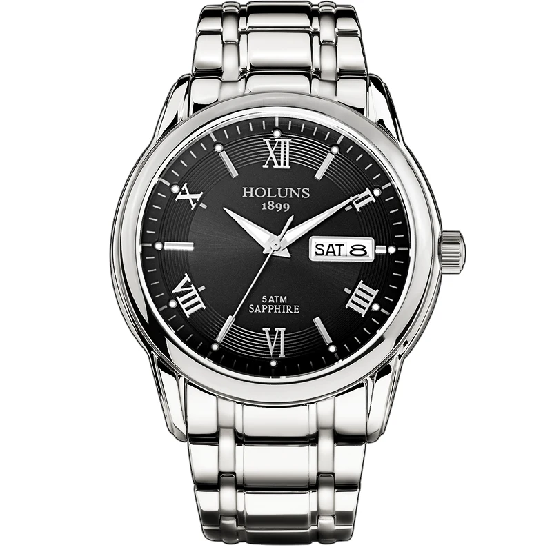 Holuns Reloj de pulsera de cuero inoxidable para hombre, accesorio ...