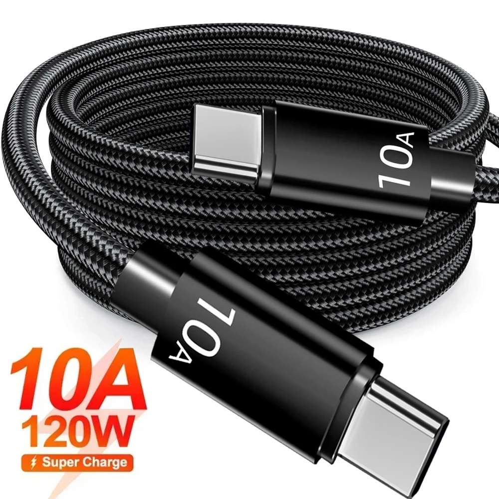 120W-10A-Quick-Charging-Type-C-To-USB-C-Charger-Cable-Sturdy-Nylon ...