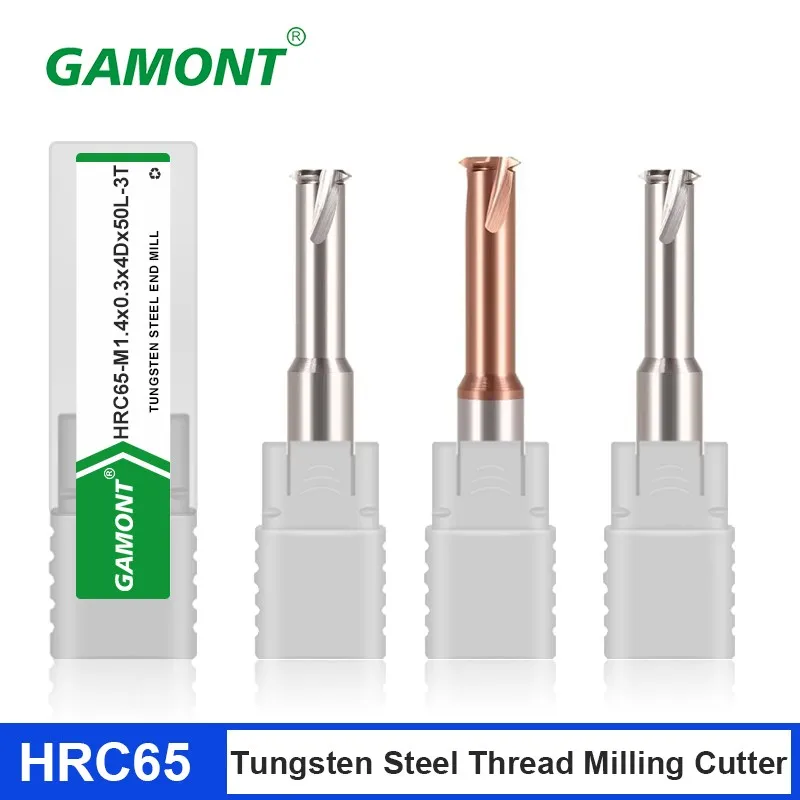 GAMONT-HRC65-Tungsten-Steel-Carbide-Single-Tooth-Thread-Endmill-For ...