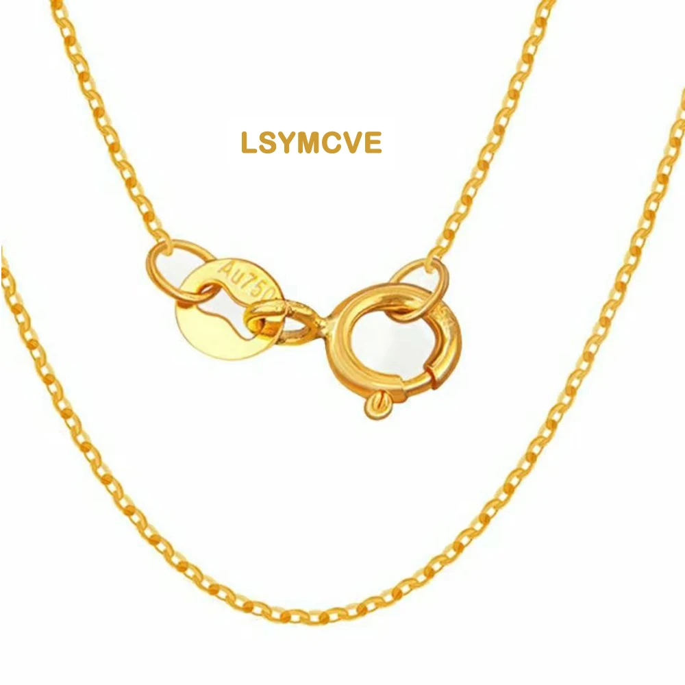 Pure-18K-Yellow-Gold-Necklace-Chain-Real-AU750-Gold-Fine-Jewelry-for ...