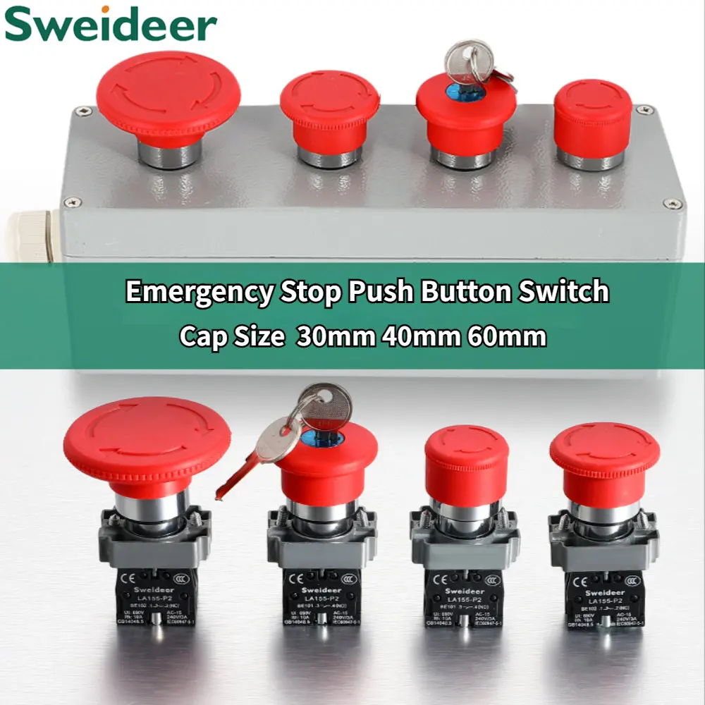 220V-12V-24V-Red-Mushroom-Cap-Emergency-Stop-Button-22mm-16mm-Push ...