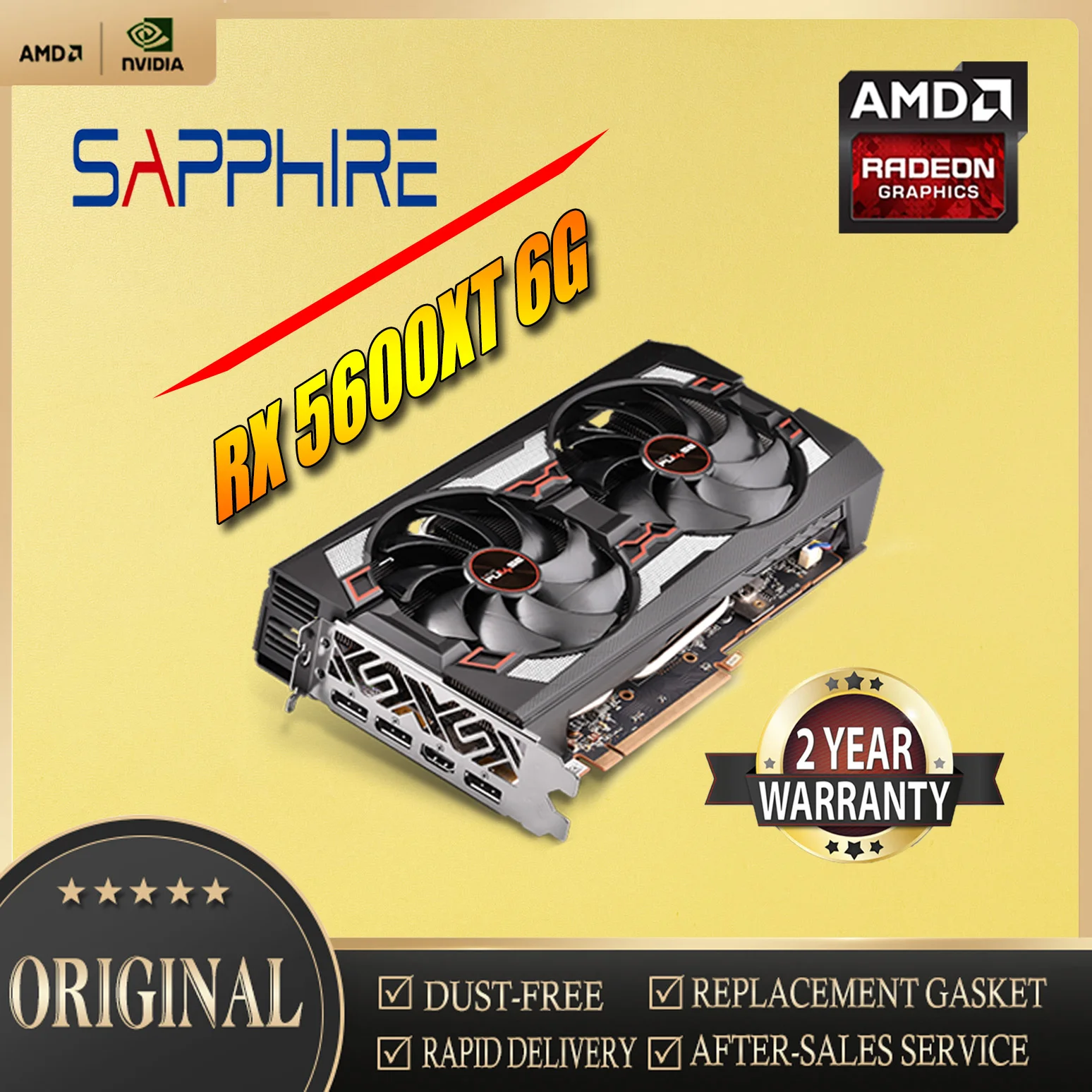 SAPPHIRE Video Card AMD RX5600XT 6G 192Bit GDDR6 Graphics For RX5000 ...