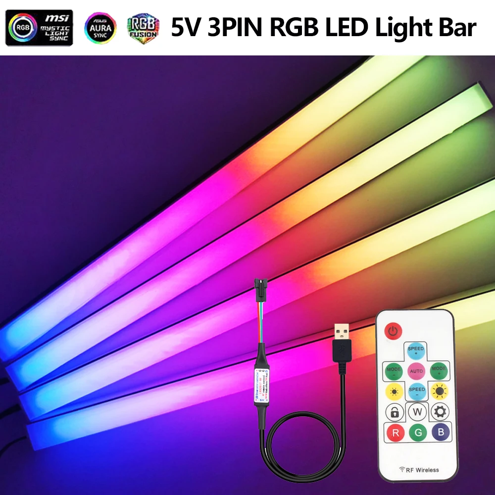 ARGB Motherboard Light Strip 5V 3PIN WS2812B RGB LED Magnetic Computer ...