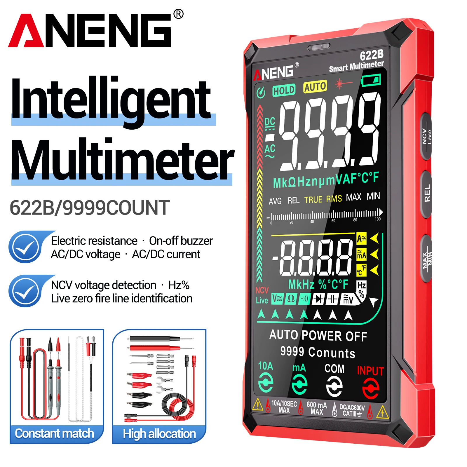 ANENG 622B全自動高精度インテリジェント耐火ユニバーサルメーター電気メンテナンス多目的メーター - AliExpress 1420