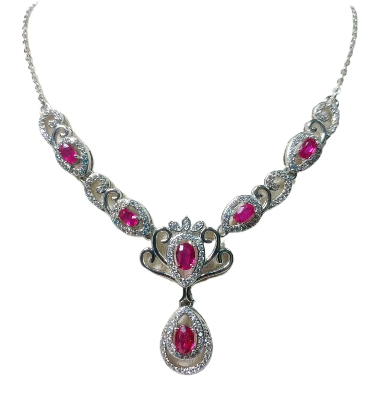 ZECAA 925 Jewelry Woman Ruby Necklace Pendant With Natural Ruby ...