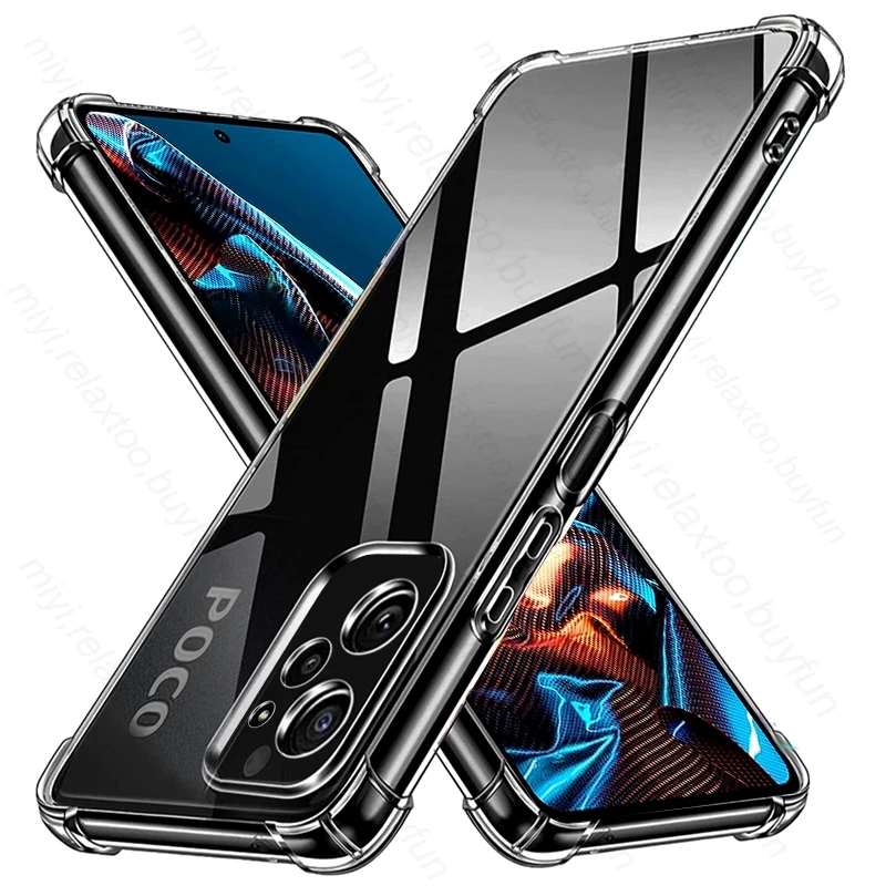 Funda transparente para Poco X5 Pro 5G, Airbags, funda trasera de ...