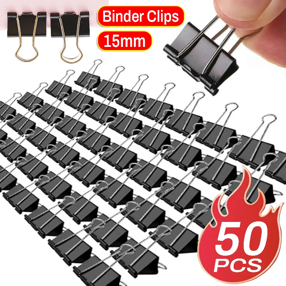 Black Foldback Metal Paper Clips Notes Letter Paper Document Grip ...