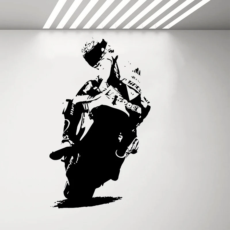 Racing Motorcycle Wall Sticker Superbike Motorbike Vinyl Decal Boys ...