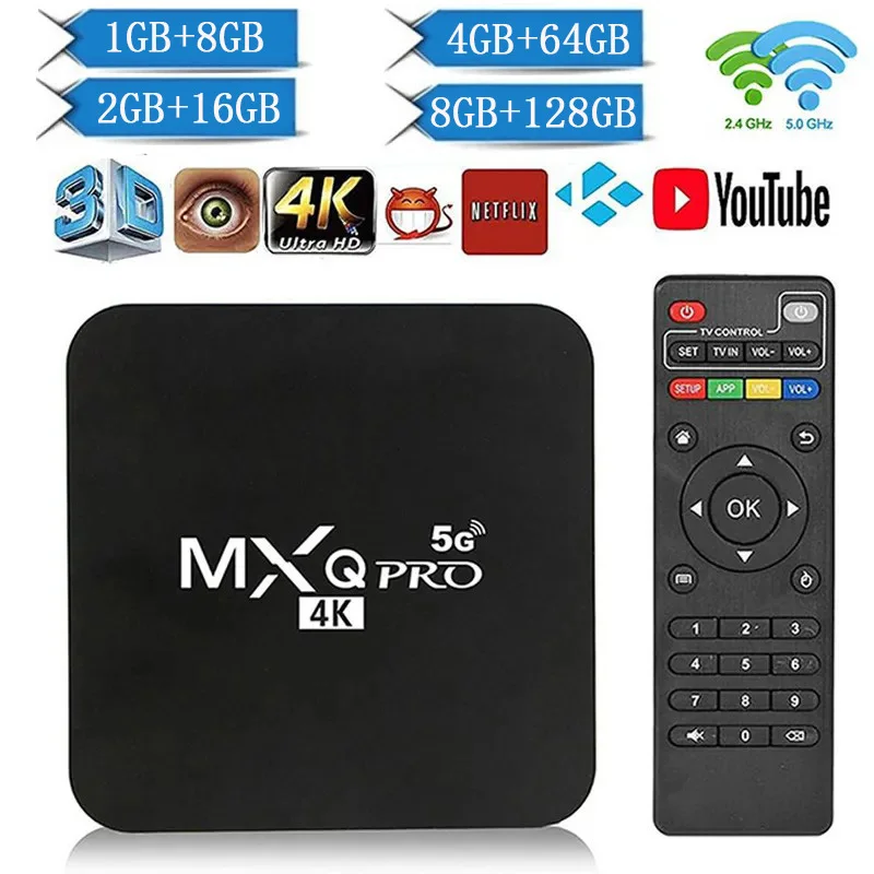 MXQ Pro-Smart TV Box, Set Top, Wi-Fi, Media Player, 4K, Android 11.0, Rk3228, 2.4G, 5G, 8GB de ...