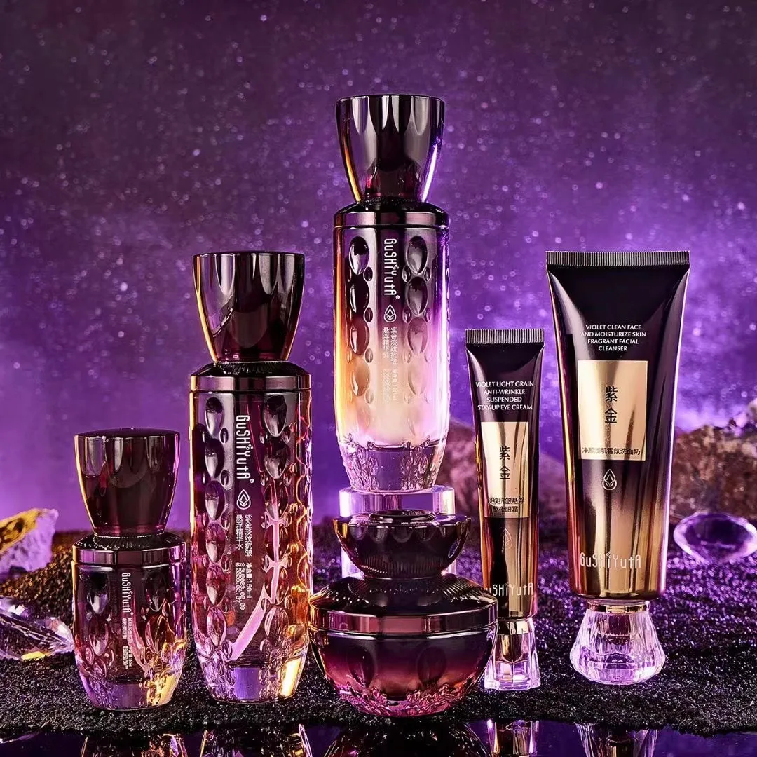 1PC-Violet-Face-Cream-Anti-Aging-Facial-Cleanser-Toner-Essence-Eye ...